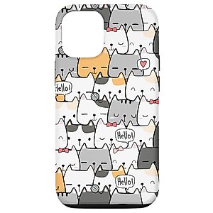 iPhone 13 Pro Cat Paws Cute Cats Cartoon Doodle Girl Pattern fun for Women Case