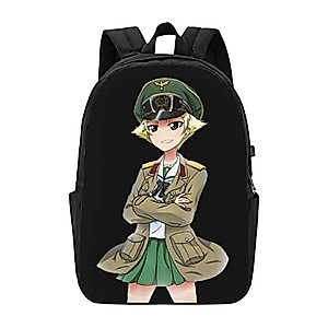 Girls und Panzer 17 Inch Laptop Backpack Unisex Travel Backpack with USB Charging Port Bookbag Daypack