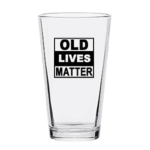 Old Lives Matter Beer Glass Cup-16 oz, Great Retirement, Birthday or Oktoberfest Gifts for Old Man, Funny Beer Glass, Unique Gag Gifts for Dad, Mom, Grandpa, or Senior Citizen
