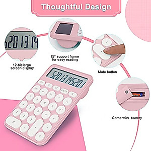 Standard Calculator 12 Digit,6.2 * 4.2in Desktop Large Display and Buttons,Calculator with Large LCD Display for Office,School, Home & Business Use,Automatic Sleep,15 °Tilt Screen (Pink)