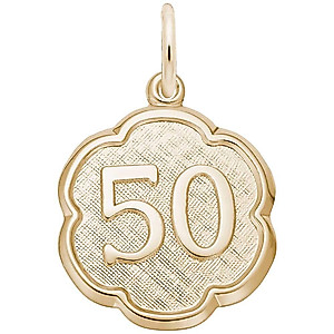 Rembrandt Charms Number 50 Charm, 14K Yellow Gold