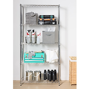 Amazon Basics 5-Shelf Adjustable, Heavy Duty Storage Shelving Unit (350 lbs loading capacity per shelf), Steel Organizer Wire Rack, Chrome (36L x 14W x 72H)