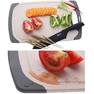 FLYINGSEA Cutting Boards For Kitchen, Anti-Skid Eco-Wheat Straw Cutting Board Set (3 Pcs), Dishwasher Safe (light brown)