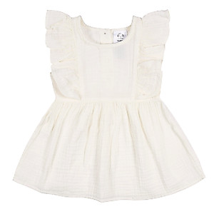 Gerber Baby Girls' 2 Piece Dress and Diaper Cover Set, Ivory, 12 Months