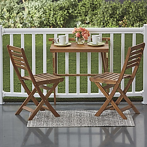 2-Pc. Folding Acacia Wood Chair Set — Natural