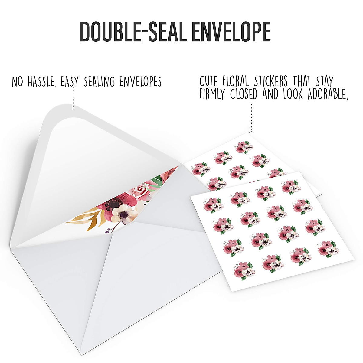 Boho Floral Thank You Cards for Designer Thank You Notes! Bulk Set of 48 Blank Cards with Envelopes for Baby Shower Note Cards, Wedding Thank You Cards and Bridal Shower Thankyou Card