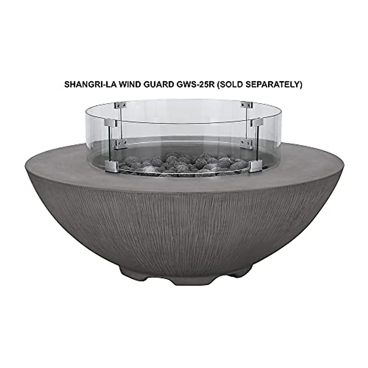Pyromania Shangri-La Outdoor Concrete Fire Pit Bowl, 41 Inches Round - Natural Gas Model in Charcoal Gray Color