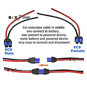 EC5 Male Connector to EC5 Female Connector with SecureGrip Cover and Silicone Rubber Insulated 10AWG Wires DC Power Cable