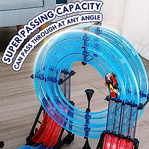 INSGEN Slot Car Race Track Sets for Kids, Hot Wheels Magnetic Attraction Track Builder, Electric Remote Control Track Car Birthday Toys for Boys Kids Age 6 7 8-12