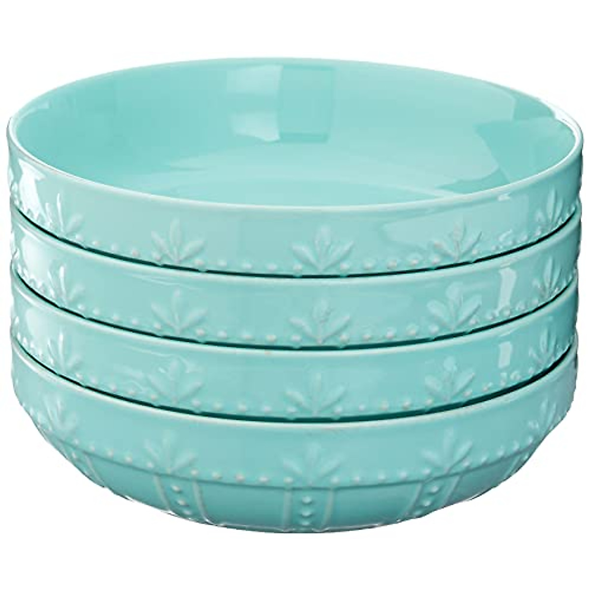 Signature Housewares Sorrento Collection Set of 4 Pasta Bowls, 8-Inch, Aqua