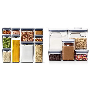 OXO Good Grips 10-Piece POP Container Set & Good Grips 8-Piece Baking Essentials POP Container Set, White