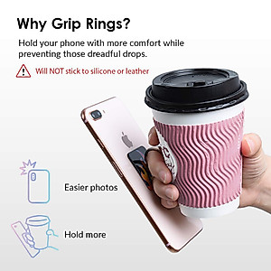 Velvet Caviar Cell Phone Ring Holder - Finger Ring & Stand - Improves Phone Grip Compatible with iPhone, Galaxy and Most Cases (Except Silicone/Leather) - Moonstone Holographic Pink Blue Marble