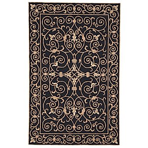 SAFAVIEH Chelsea Collection Area Rug - 4'6" x 6'6" Oval, Black, Hand-Hooked French Country Wool, Ideal for High Traffic Areas in Living Room, Bedroom (HK11A)