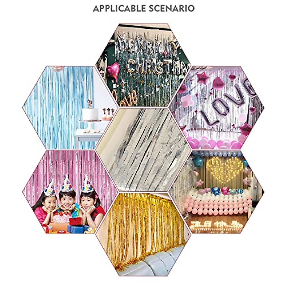 3 Pack Backdrop Curtains Party Decorations, Fringe Streamers Tinsel Backdrop Fringe Backdrop Party Backdrop Birthday Decorations, Party Décor Disco Party Decorations (3.3‘ x 6.6’, Blue)