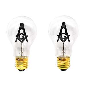 Mandala Crafts 3W Freemason Lightbulb Freemason Gifts for Men - Scottish Rite Shriners Prince Hall Masonic Gifts for Men – 2 PCs Freemason Square and Compass Emblem Light Bulb for Lodge Altar Decor