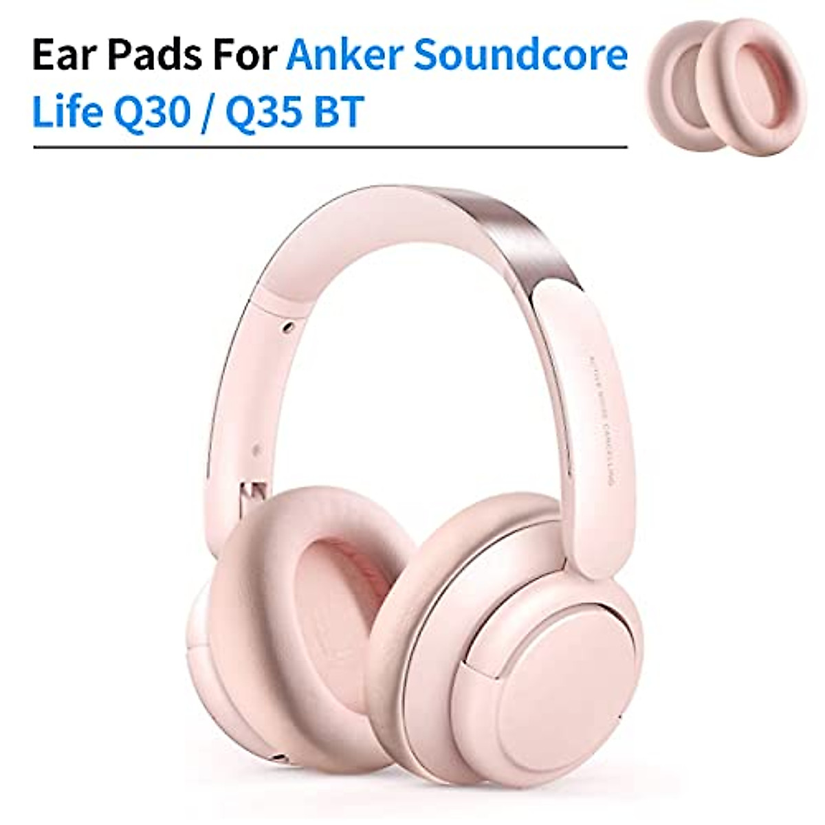 XBERSTAR Professional Headphones Ear Pads Cushions Replacement -earpads for Soundcore Life Q30 / Q35 BT Headset (Pink)