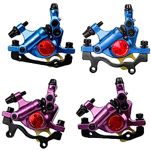 1 Pair Front & Rear HB-100 MTB Bike Hydraulic Disc Brake Calipers Aluminum Alloy Mountain Bike Road Bicycle Line Pulling Brake Clamp (Color : Blue, Size : Front+Rear)