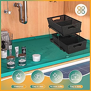 Sifxouped Under Sink Mat Waterproof Kitchen Sink Mats Sturdy Protectors 22"x34" for Bathroom Excellent Fit Easy to Clean (Green)