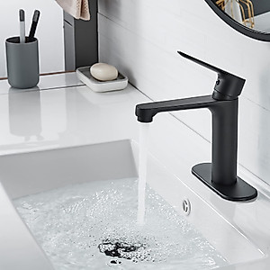 NICTIE Black Bathroom Faucet Single Handle Bathroom Sink Faucet Matte Black Single Hole Basin Vanity Faucet Modern One Hole RV Bathroom Faucet with Pop-up Drain Suitable for 1 Hole or 3 Hole (Black)