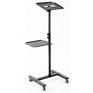 VIVO Mobile Rolling Projector Stand, Height Adjustable Projector and Laptop Trolley Presentation Cart, Black, CART-V04C