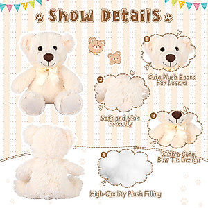 Zhanmai 12 Pcs 14 Inch Bear Stuffed Animal Bulk Plush Stuffed Bear for Baby Shower 2024 Graduation Gifts Birthday Party Favors Birthday Wedding Party Decorations(Light Brown, Khaki and White)