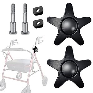 Pacify 2 Pack Replacement Adjustment Star Knobs for Rollator Walker Guardian Walker M6 T Bolt with Washers Platform Attachment for Walker