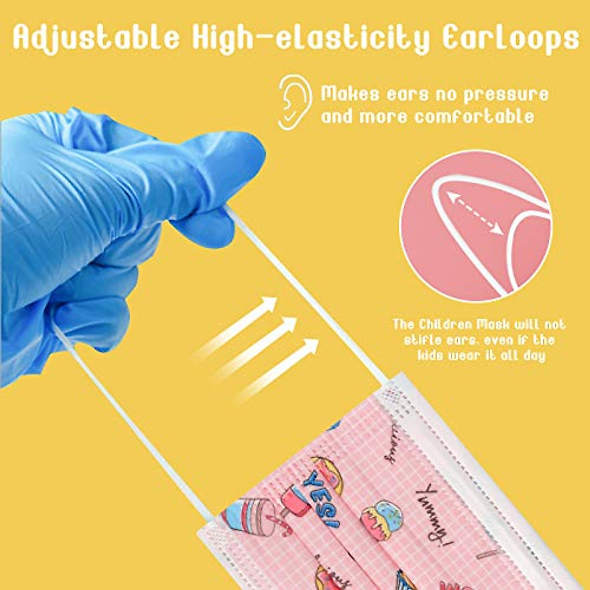 Assacalynn Disposable Kids Face Mask 50 Pcs Pink, Breathable Lightweight Kids Masks for Boys Girls, Masks for Kids with Cute Pink Cartoon Pattern