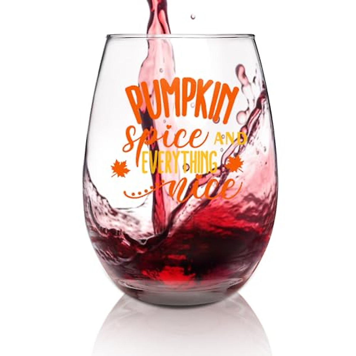 CNVOILA Fall Wine Glass Set: Stemless Drinking Glasses & Cups for Thanksgiving, Autumm Halloween Decor & Decorations, Pumpkin Mugs Cuos Perfect Fall Gifts 4pc