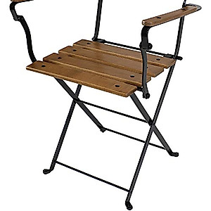 Sunnydaze Basic European Chestnut Wooden Folding Small Bistro Dining Armchair - Portable, Compact Side Chair - for Indoor or Outdoor Use - Patio, Deck, Balcony, Camping and Spare Seating - Set of 2