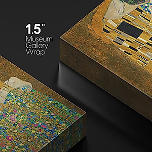 wall26 Canvas Print Wall Art The Kiss by Gustav Klimt People Historic Illustrations Fine Art Traditional Scenic Colorful Multicolor Ultra for Living Room, Bedroom, Office - 24"x36"