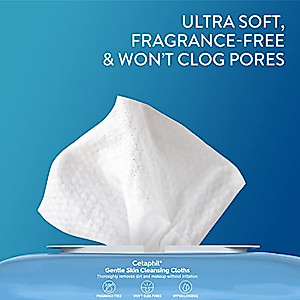 Cetaphil Face and Body Wipes, Gentle Skin Cleansing Cloths, 50 Count, Twin Pack, for Dry, Sensitive Skin, Flip Top Closure, Great for the Gym,Travel, in the Car, Hypoallergenic, Fragrance Free