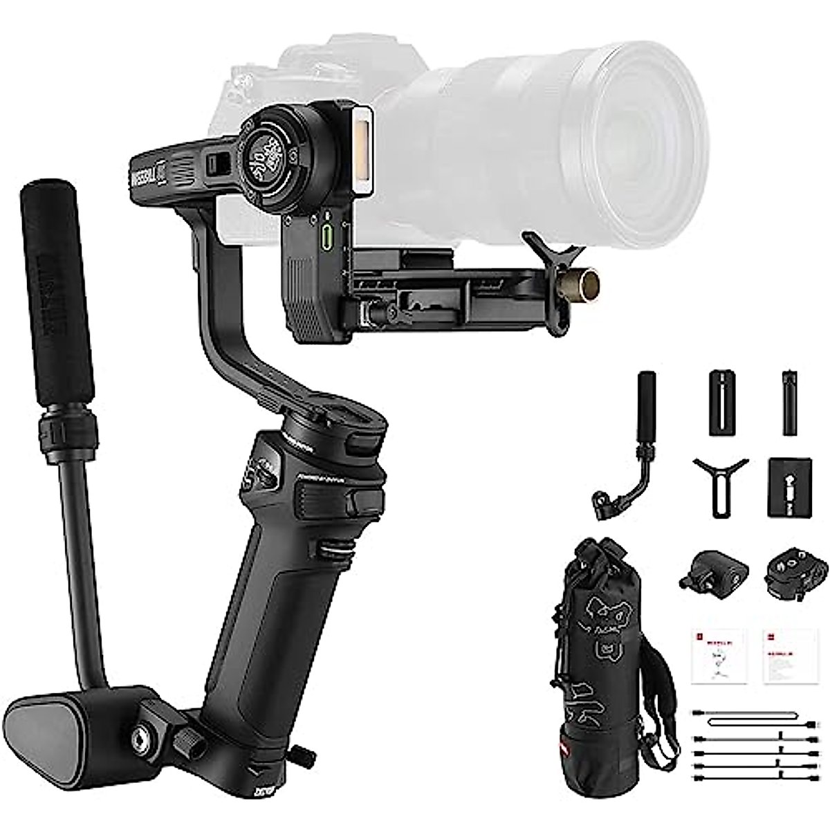 Zhiyun Weebill 3S Combo 3-Axis Gimbal Stabilizer for DSLR and Mirrorless Camera Compatible with Sony Nikon Canon Panasonic LUMIX Extendable Sling Grip Integrated Fill Light PD Fast Charge
