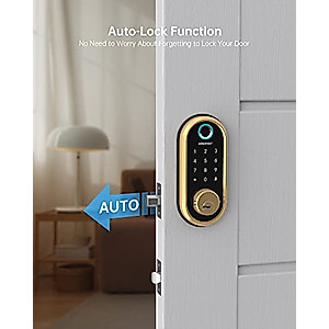 Smart Lock, Fingerprint Smart Deadbolt Lock, 5-in-1 Keyless Entry Door Lock with Bluetooth and Keypad, Door Lock Featuring Auto-Lock, Compatible with Alexa, Google Assistant for Home Hotel Apartment