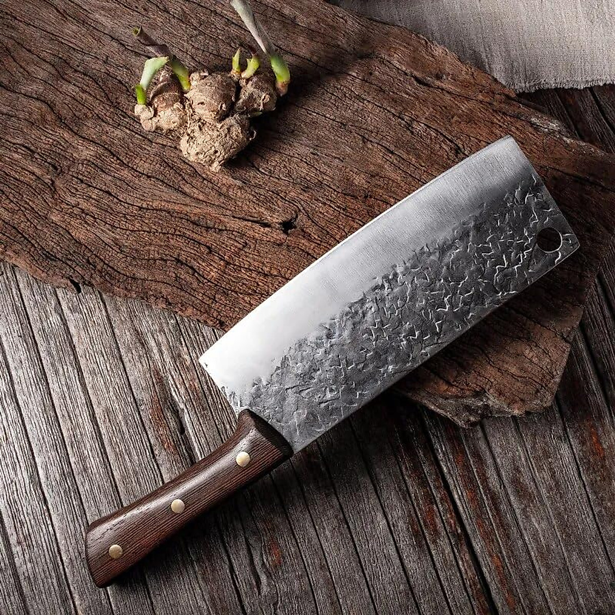 Meat Cleaver Knife, 7.5 Inch Forged Kitchen Chef Knife Handmade Stainless Steel Shredded Meat Vegetables Fruit Slicing Razor-sharp Cleaver Knives