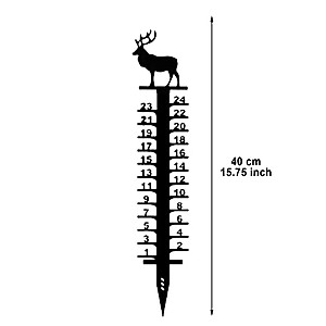 Gift 24cm Snowflake Snow Measuring Instrument Snowmobile Snow Measuring Instrument Metal Snow Measuring Ruler Outdoor Garden Ornament Digital Level Magnetic Base (Black, One Size)