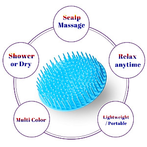 YEALIFE 4Pack Hair Scalp Exfoliator Brush Dandruff Cleaning Brush, Flexible Scalp Massager Brush, Shower Scalp Shampoo Brush for Home, Office, Travel and Pets(Flexible Blue/Pink/Orange/Green)
