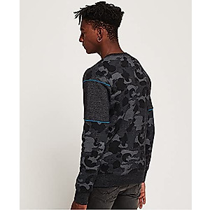 Superdry Mens Vintage Logo Camo Panel Sweatshirt Black Grit Size S