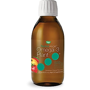 Nature's Way NutraVege Omega-3 Plant Based Liquid Supplement, Strawberry + Orange Flavored, 6.8 oz