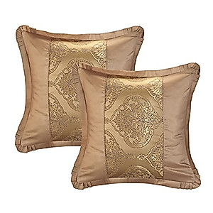Chic Home 9 Piece Como Decorator Upholstery Quality Jacquard Motif Fabric Bedroom Comforter Set & Pillows Ensemble, King, Gold