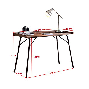 Kings Brand Furniture - Charlier Wood Home Office Computer/Writing Desk, Walnut