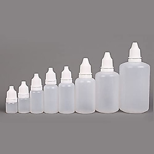 Othmro 1oz PE Lab Eye Plastic Dropper Bottles 50pcs, 30ml Squeezable Eye Liquid Dropper Thin Mouth Via of Liquid Sample Seal Storage Bottle with Childproof Blue Cap