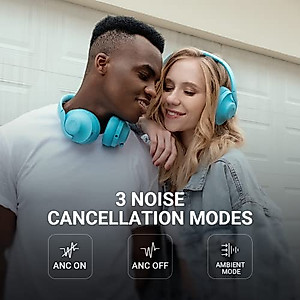 233621 Shell Noise Cancelling Headphones. Lightweight Over Ear ANC Bluetooth Headphones. Fast Charge, 60 Hours Playtime, Wireless Headphones with Call Noise Reduction for Improved Call Quality (Aqua)