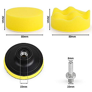 Kshineni Buffing Pads 3 Inch Car Buffer Pad, Drill Polishing Kit,Car Polisher Pads Kit Sponge Pads Car Foam Drill for Car Polishing,Sanding,Waxing,Sealing Glaze