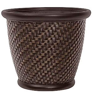 Suncast 1807J4 TRV174255 18" x 16.5" Resin Planter-Lightweight Contemporary Flower Po, Dark Brown