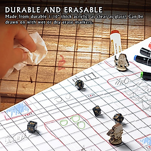 CZYY Acrylic Game Mat 1" Square Grid Overlay Set of 2, 6"x8" Battle Map Board Clear & Durable - Great for Dungeons and Dragons, Pathfinder and Other Tabletop RPG
