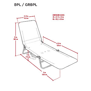 Rio Beach Portable Lay Flat Folding Backpack Beach Lounge Chair with Backpack Straps and Storage Pouch, Orange and Green