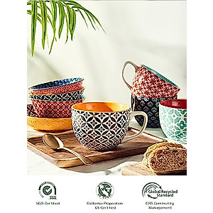 DOWAN Coffee Mugs Set of 4, 24 oz Large Coffee Mugs, Jumbo Soup Mugs With Handles, Ceramic Coffee Cups for Coffee Cereal Latte for Men Women, Housewarming Wedding Gift, Vibrant Colors