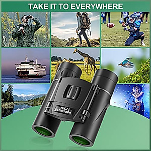 POLDR 8X21 Mini Pocket Binoculars Compact, Small Clear View Binoculars for Adults, Easy Focus Lightweight Portable Binoculars for Bird Watching Theater Opera Travel