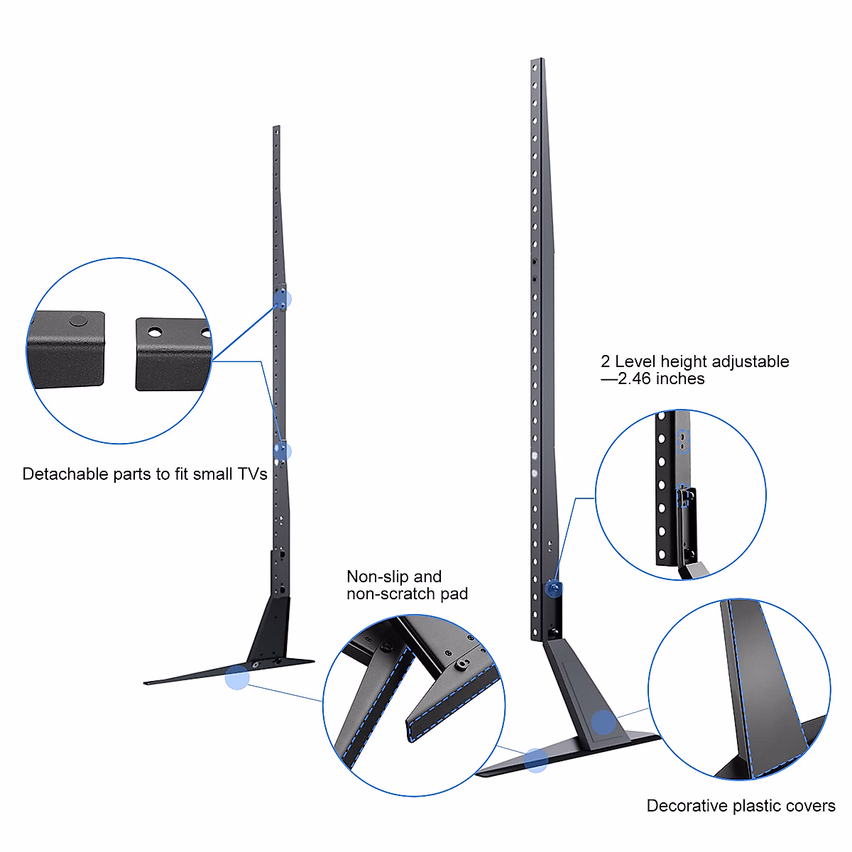 Universal TV Stand Table Top for 27 to 85 Inch LED LCD Flat Screen TV, Height Adjustable Leg Stand Holds up to 110lbs, VESA up to 1000x800mm (ML2785)