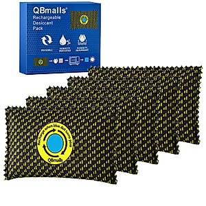 QBmalls 100g Rechargeable Silica Gel Desiccant Pack of 5,Moisture Absorber for Storage,Gun Safes,camper and Cars,Desiccant Dehumidifier for Closets,Drawer,Luggage and Small Spaces